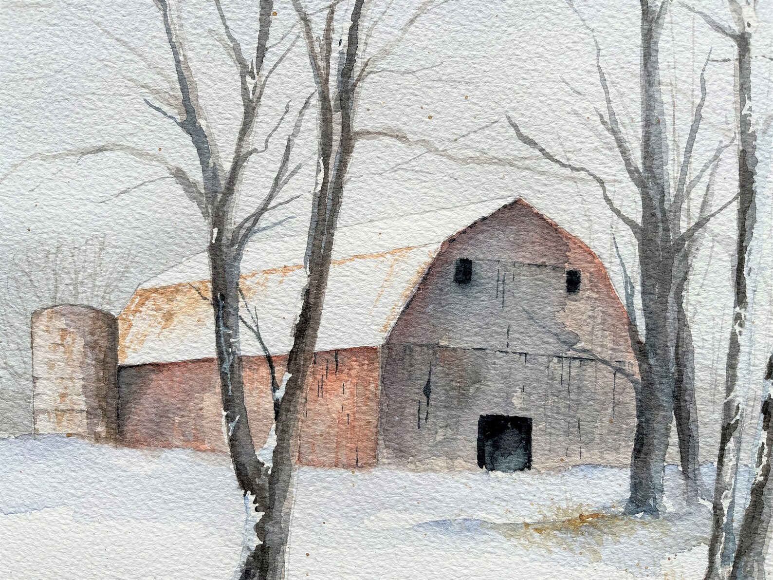 Barn in Snow - Etsy