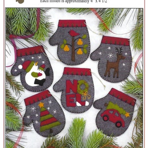 Wool Applique Charcoal Mittens Kit Makes 6 Adorable Felt Ornaments - Etsy