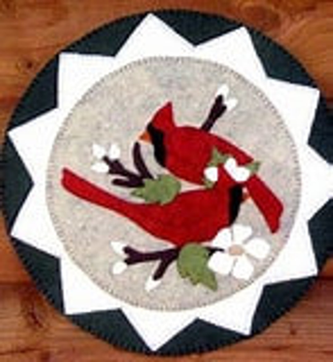 Cardinals & Blooms Wool Applique Kit - Etsy