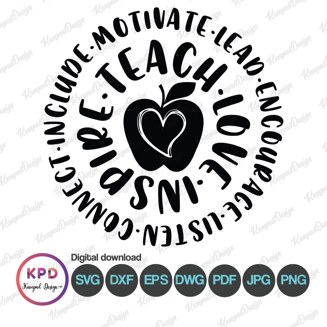 Teach Love Inspire SVG | Teacher Life Svg | Teacher Appreciation SVG ...