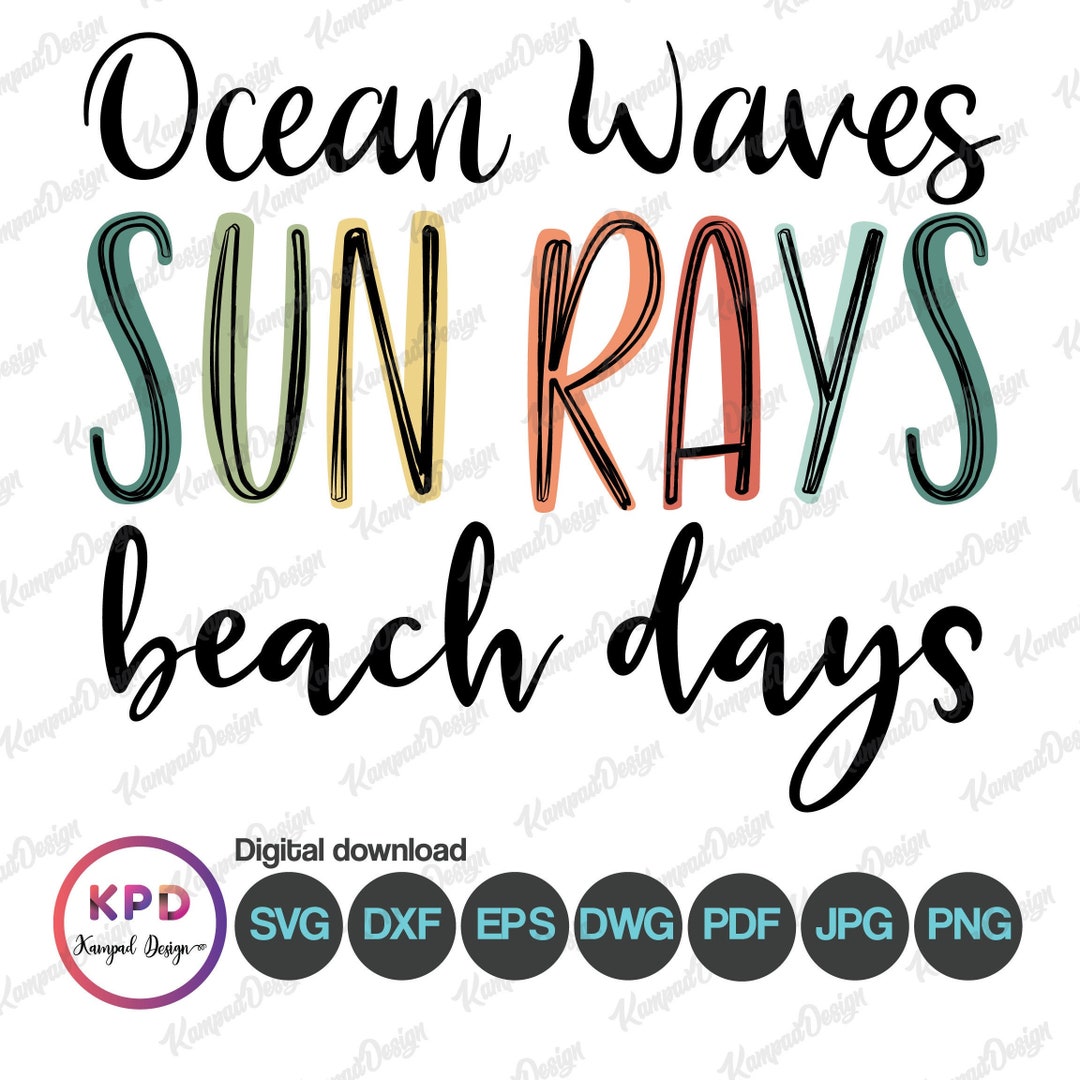Ocean Waves Sun Rays Beach Days SVG | Ocean Waves SVG | Sun Rays SVG ...