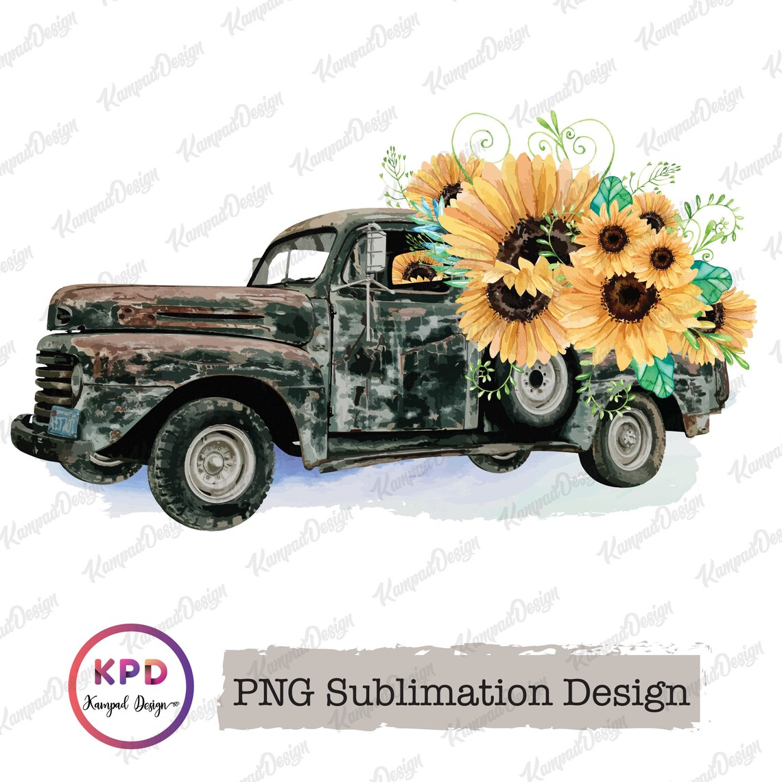 Vintage Truck Sunflower PNG Vintage Truck PNG Truck | Etsy