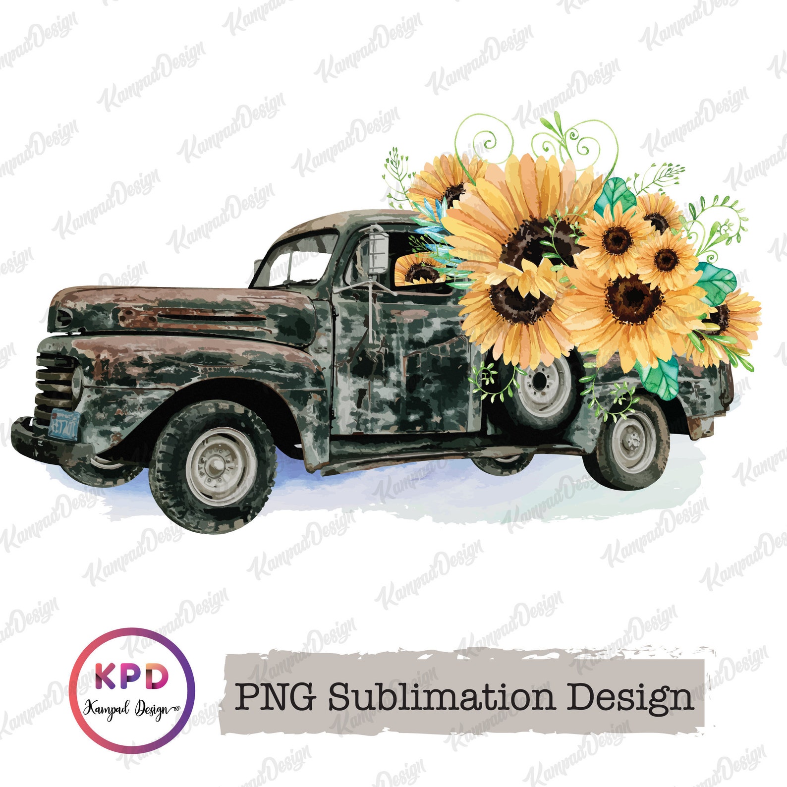 Vintage Truck Sunflower PNG Vintage Truck PNG Truck | Etsy