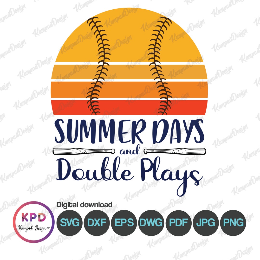 Softball Svg | Summer Days Double Plays Svg | Softball Baseball PNG ...