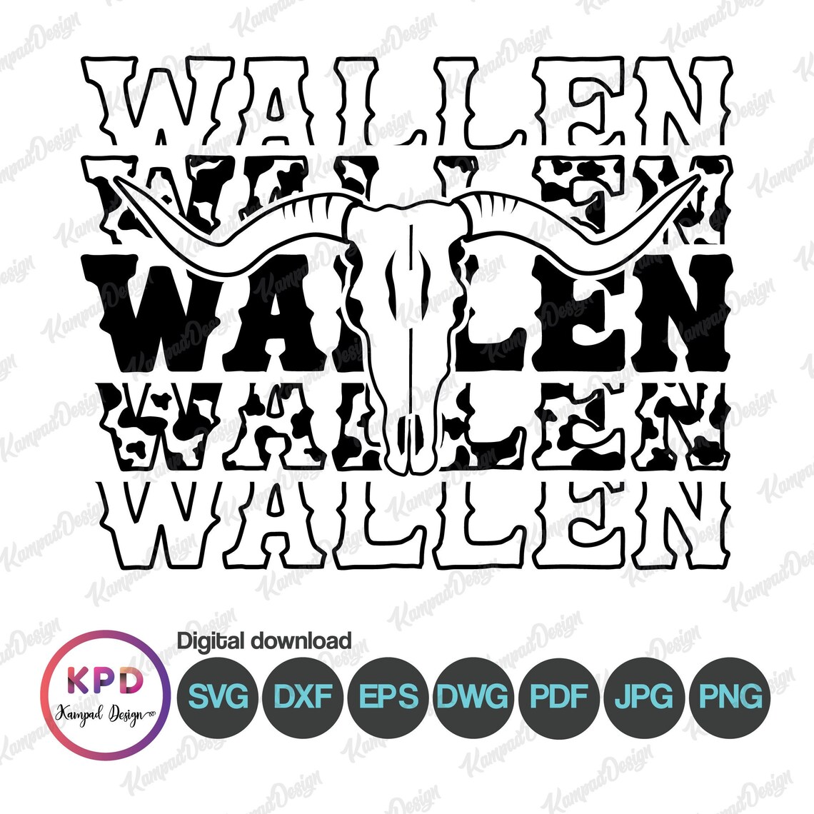 Wallen Svg Wallen All Black Bullskull Svg Country Music - Etsy