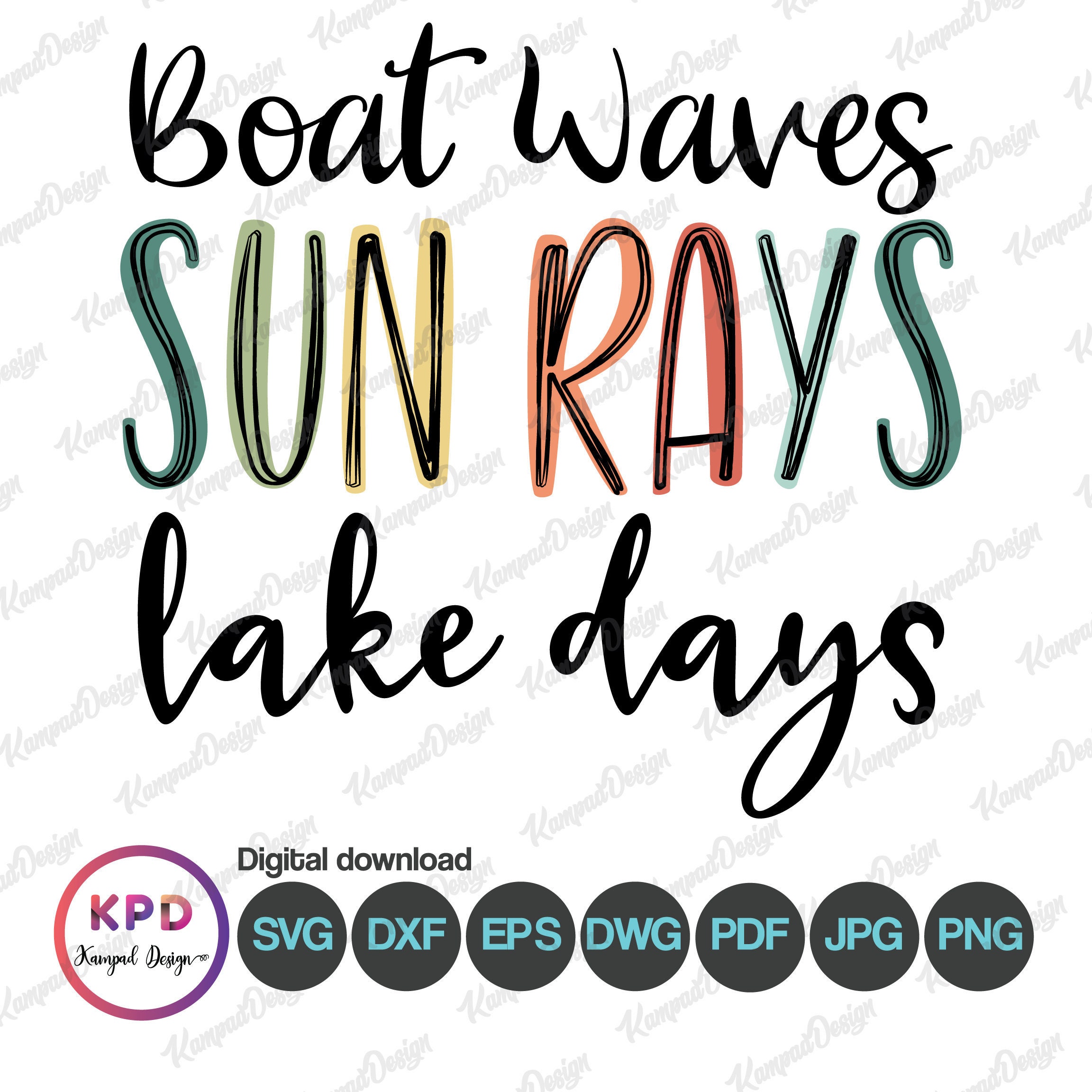 Boat Waves Sun Rays Lake Days SVG Boat Waves SVG Sun Rays - Etsy