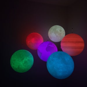 Hanging Planet Lamp, 8-inch Diameter, 16 Color LED, Remote and Touch ...
