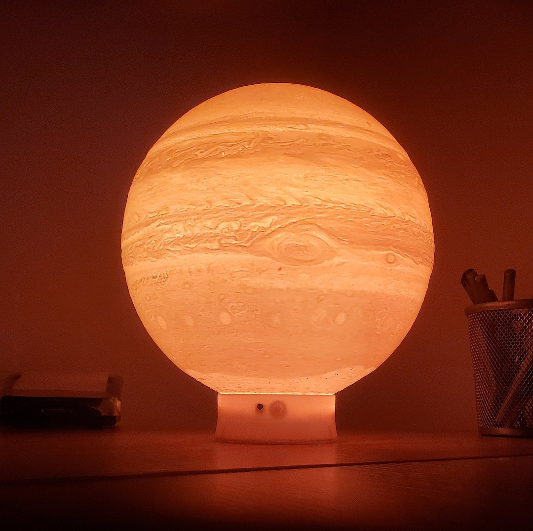 Jupiter Lamp, 16 Color LED Night Light, Solar System, 3D Printed, Touch ...