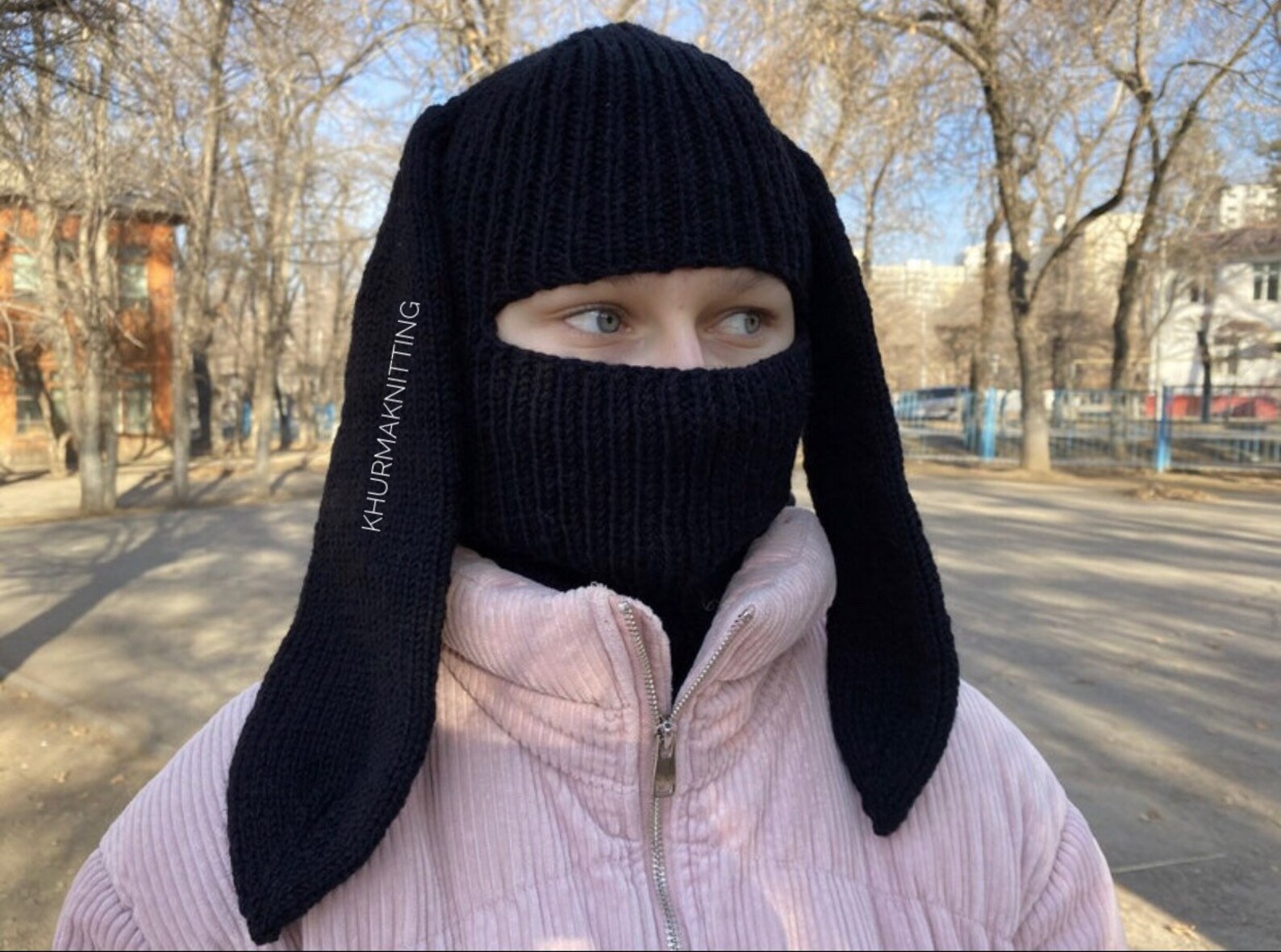 Adult Bunny Balaclava Hat Knitted Bunny Hood Rabbit Ear Hat - Etsy