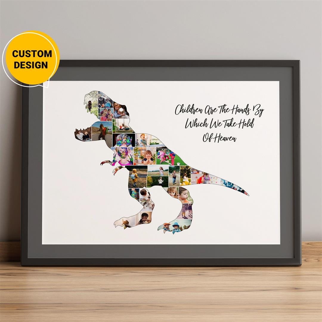 Custom Photo Dinosaur Collage, Dinosaur Lover Gifts, Cute Pictures ...