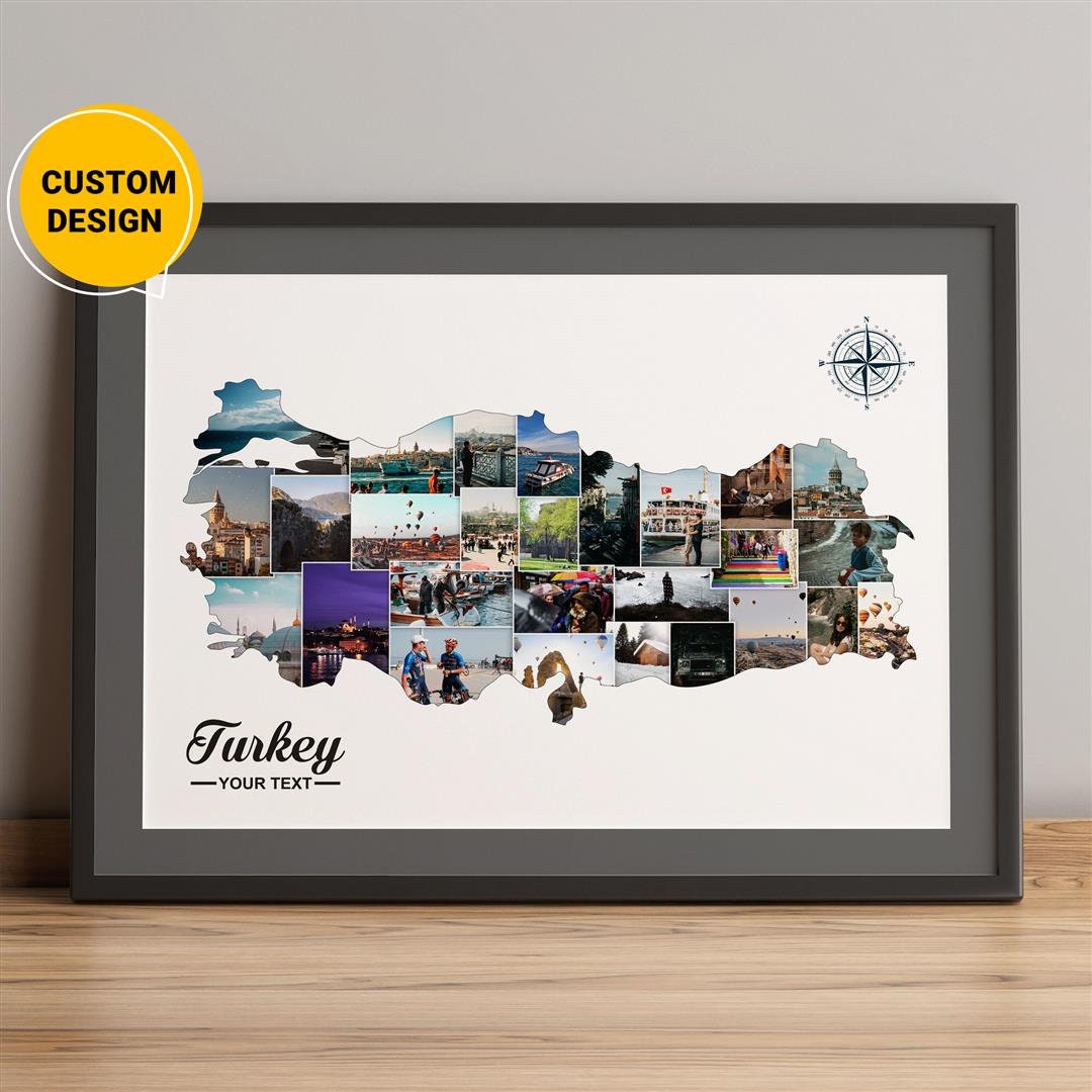 Custom Turkey Map Photo Collage, Turkey Country Map, Unique Gifts for ...