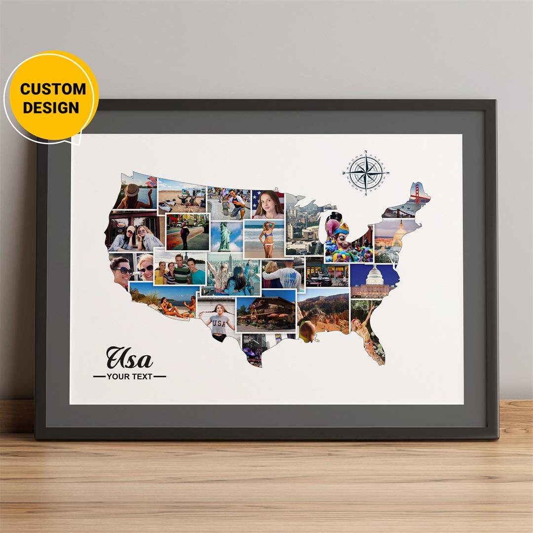 Personalized Map of Usa States, Photo Collage Map of the United States ...