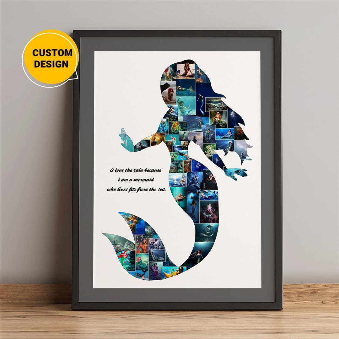 Custom Collage Mermaid Gifts, Photo Collage Gifts for Fisherman, Unique ...