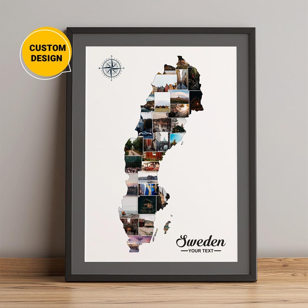 Custom Sweden Map Photo Collage Gifts, Sweden Map Europe, Map of the ...