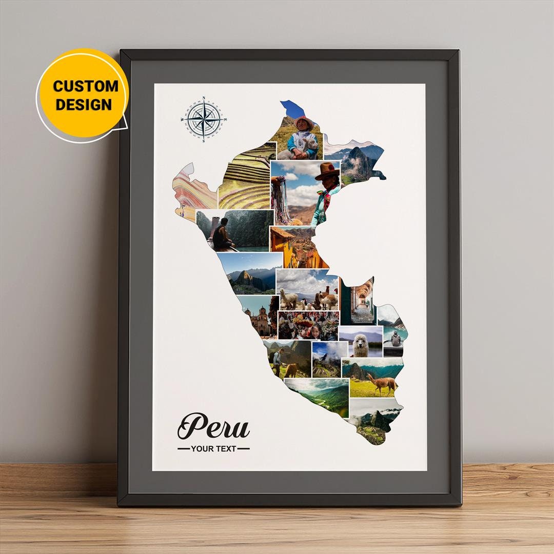 Personalzied Peru Map, Photo Collage Gifts From Peru, Peru Country Map ...