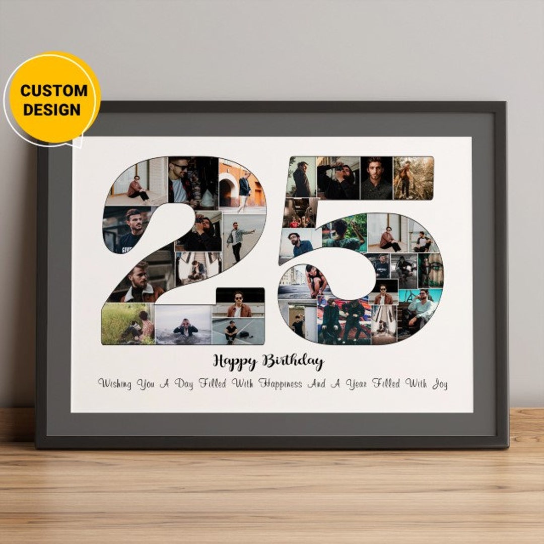 Personalized 25 Year Birthday Gift, Photo Collage Birthday Gifts for 25 ...