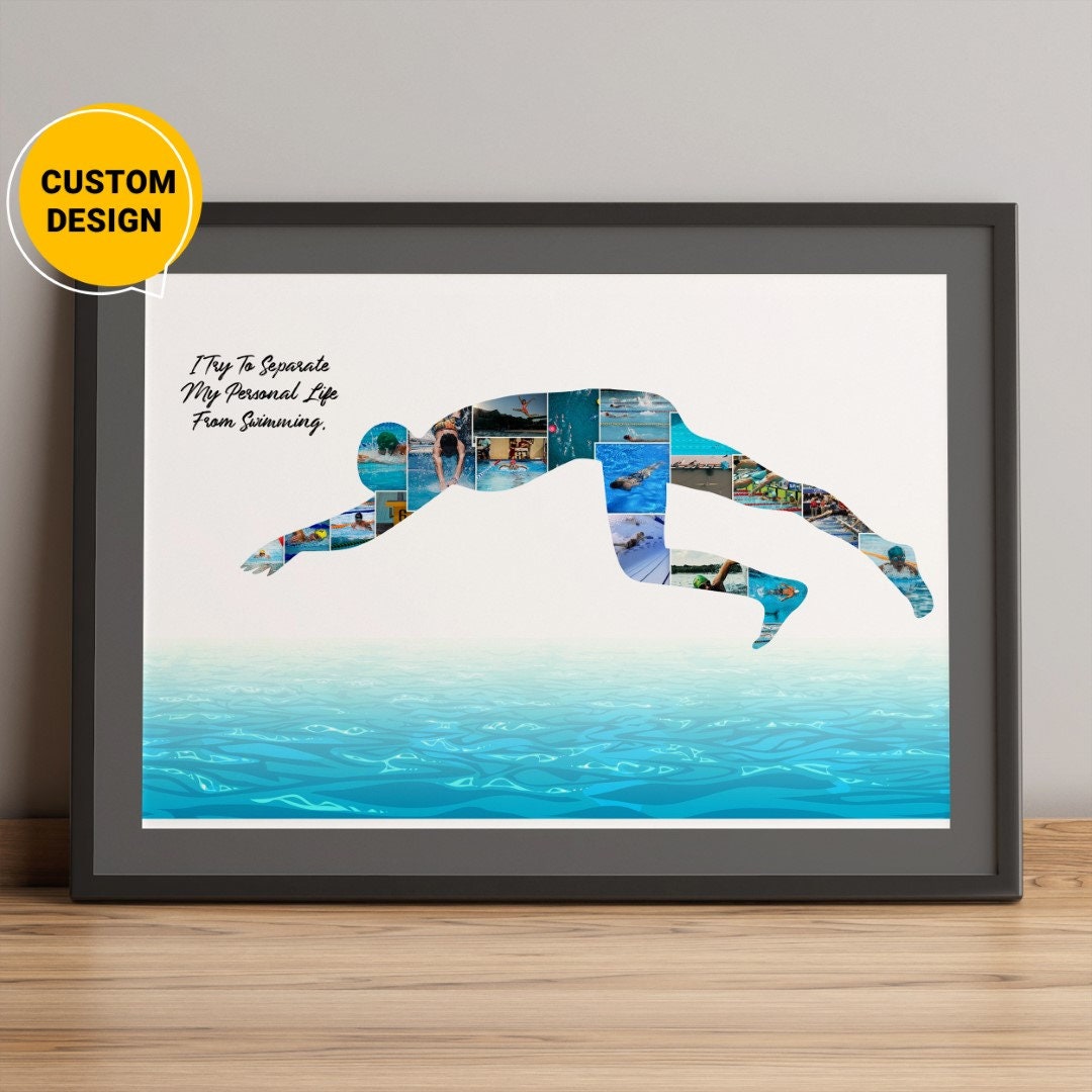 Personalized Swimming Photo Collage, Swim Coach Gift, Swim Gifts for ...