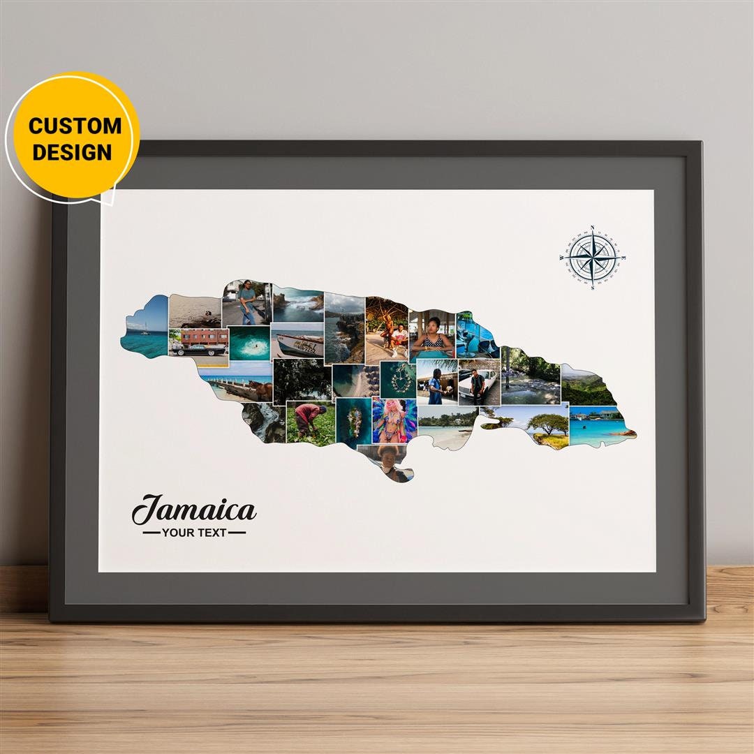 Custom Jamaica Map Photo Collage Gifts, Collage of Maps of Jamaica, Map ...