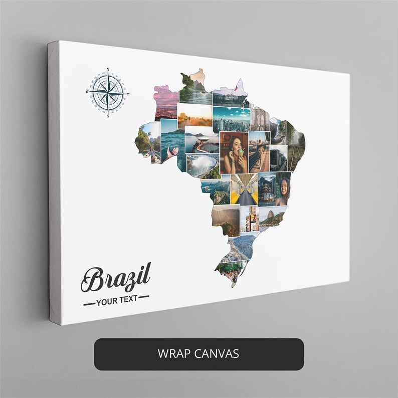 Personalized Brazil Map, Photo Collage Map of Brazil, Brazil Country ...