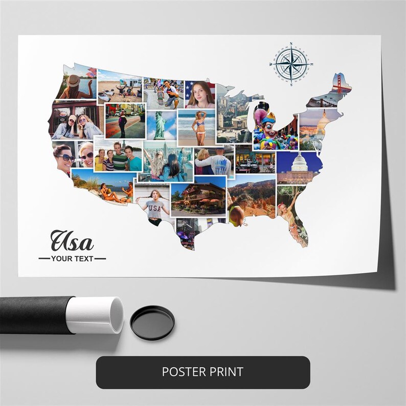 Personalized Map of Usa States, Photo Collage Map of the United States ...