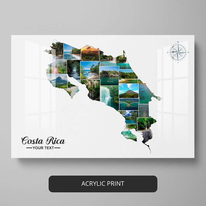 Personalized Map of Costa Rica, Photo Collage Gifts Map Costa Rica ...