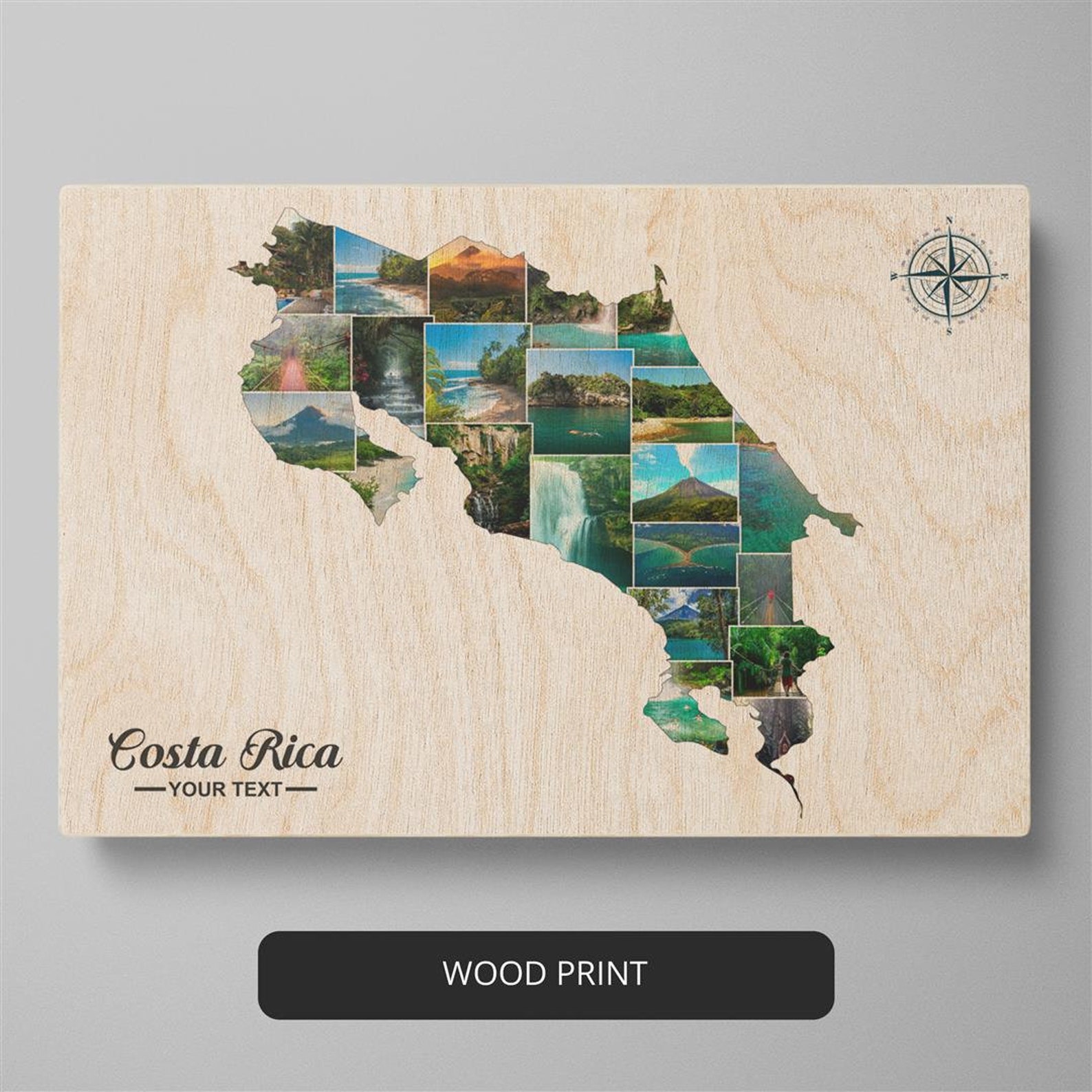 Personalized Map of Costa Rica, Photo Collage Gifts Map Costa Rica ...