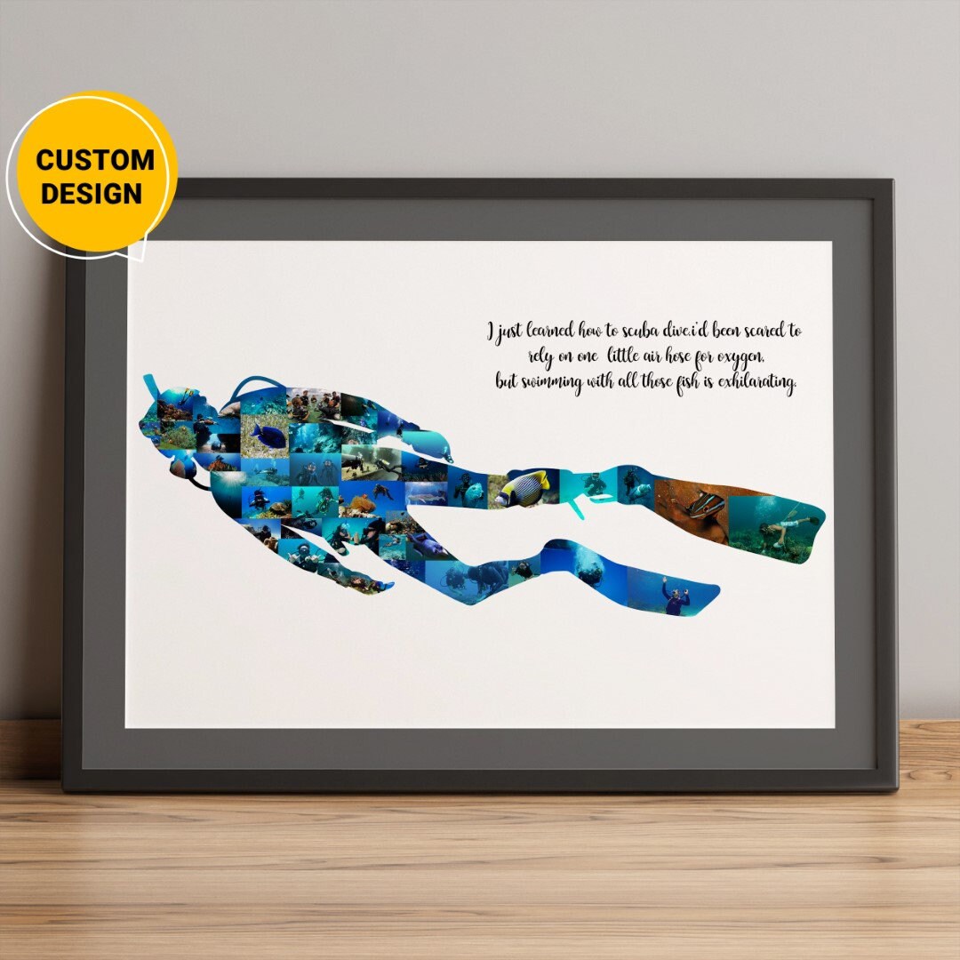 Customized Scuba Diving Photo Collage, Scuba Diver Gifts for Divers ...