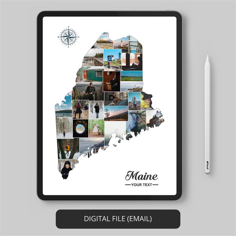 Personalized Maine Map, Photo Collage Map of Maine, Maine County Map ...