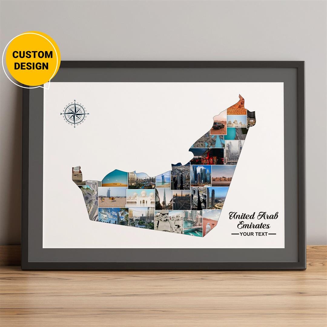 Custom Collage United Arab Emirates Map, Collage Map of the Emirates ...