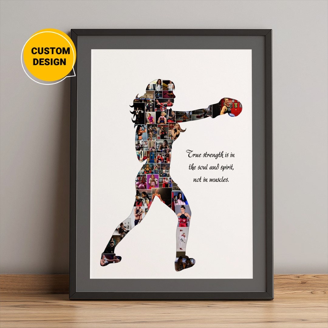 Personalized Boxing Photo Collage, Boxing Coach Gift, Boxing Player ...