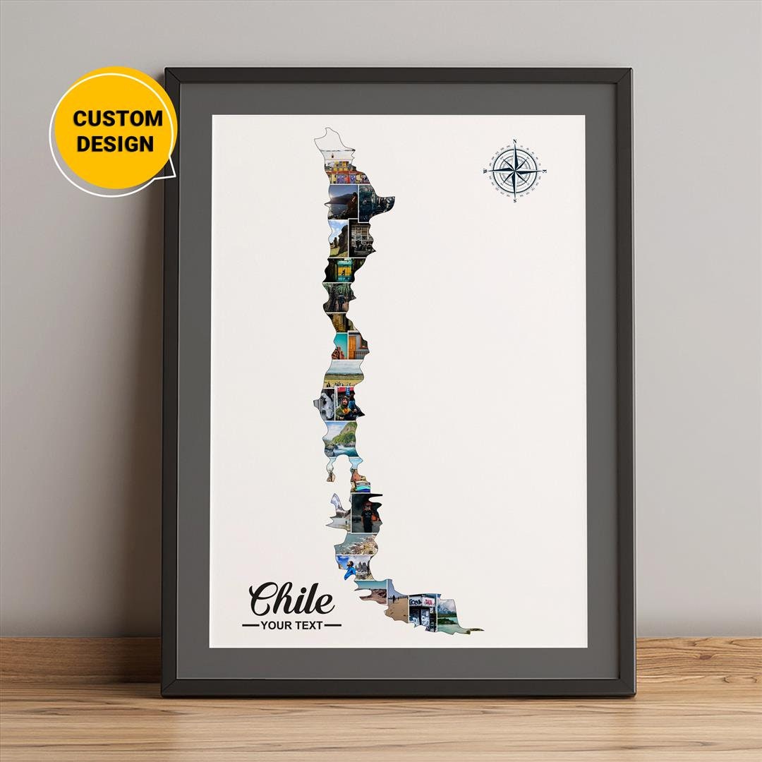 Personalized Chile Map, Photo Collage Map of Chile, Chile South America ...