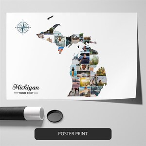 Personalized Michigan Map, Photo Collage Map of Michigan, Michigan ...