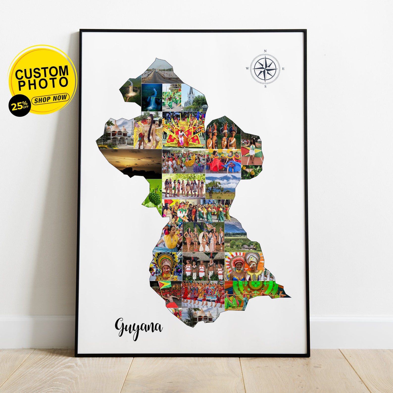 Guyana Map, Guyana Art, Guyana Poster, Guyana Decor, Guyana Wall Art ...