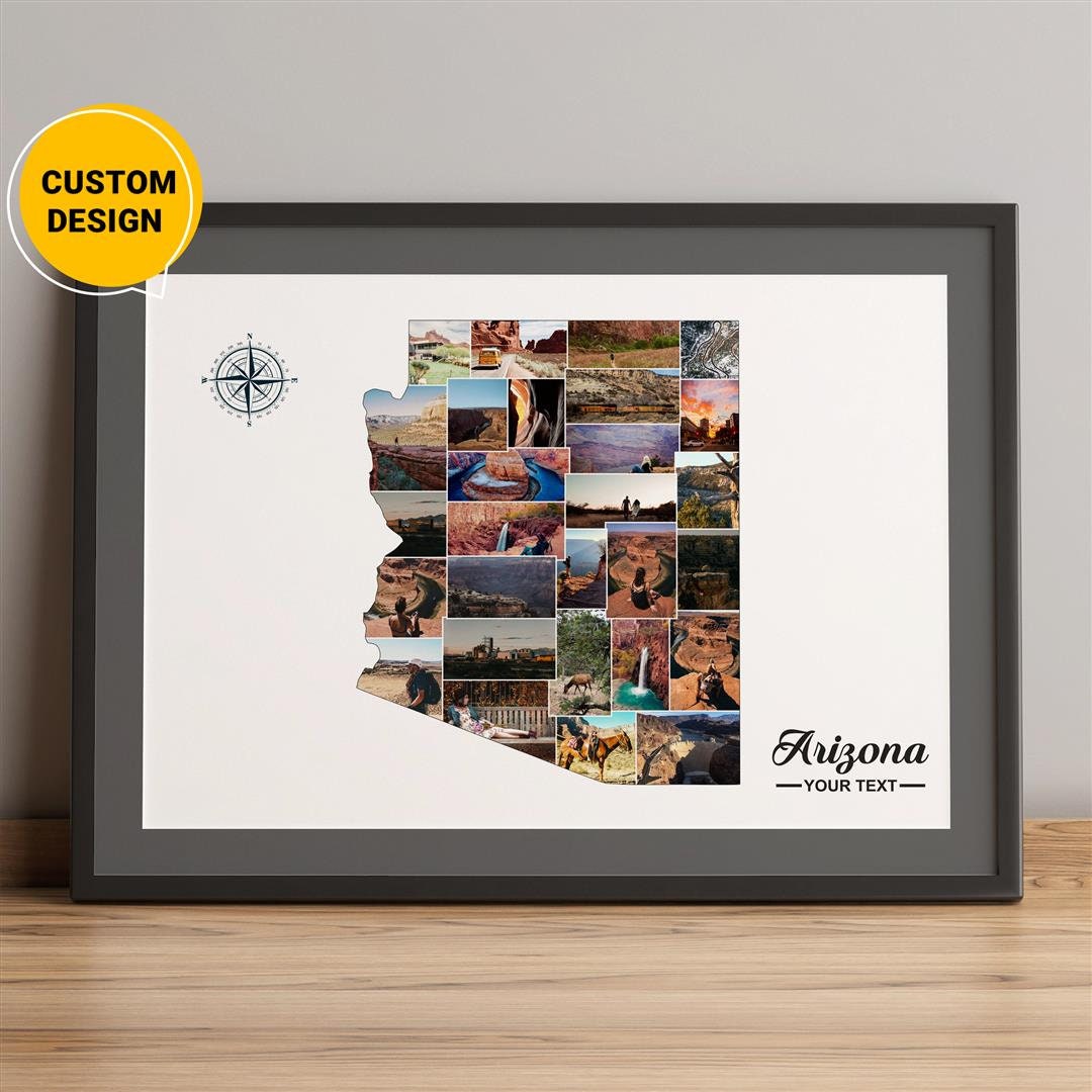 Personalized Arizona Map, Photo Collage Map of Arizona, Map of Arizona ...