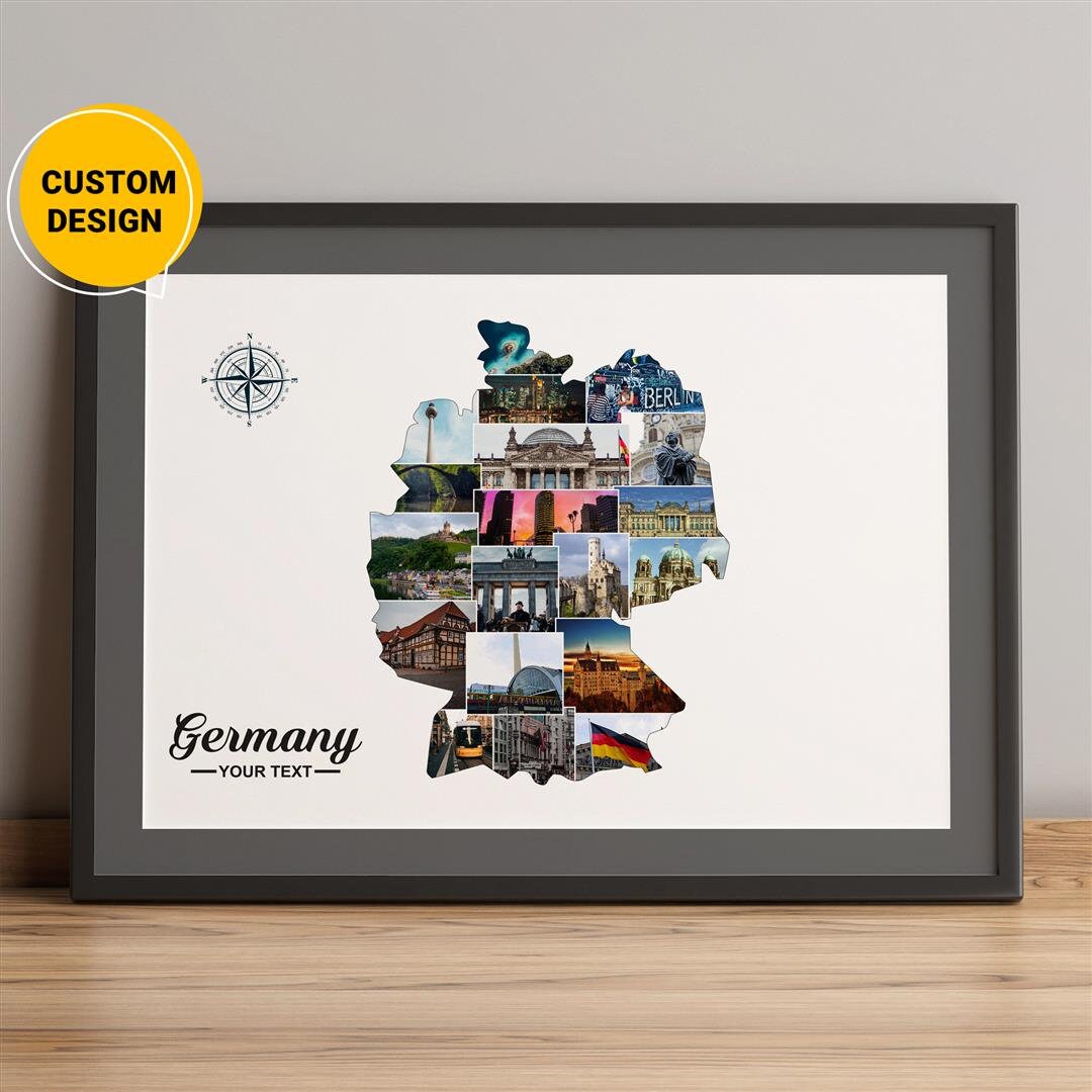 Personalized Germany Map, Photo Collage Map of Germany, Germany Map in ...