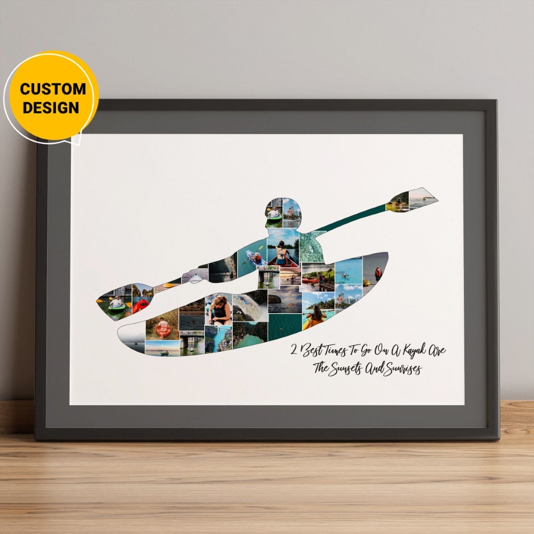 Personalized Kayak Photo Boating Picture Collage, Kayaking Coach Gift ...