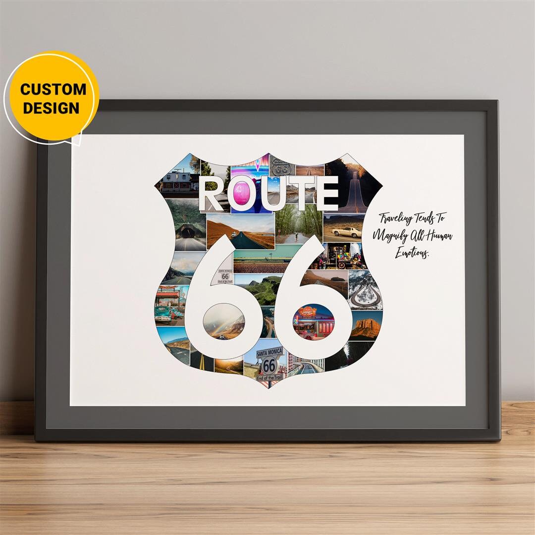 Personalized Photo Collage Route 66 Marathon, Marathon Runner Gifts ...