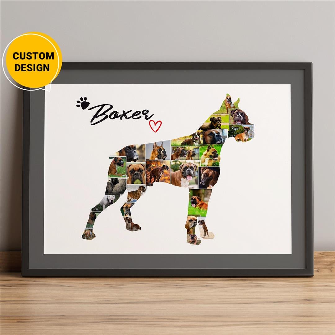 Personalized Photo Boxer Dog Collage, Boxer Owner Gifts, Boxer Dog Gift ...