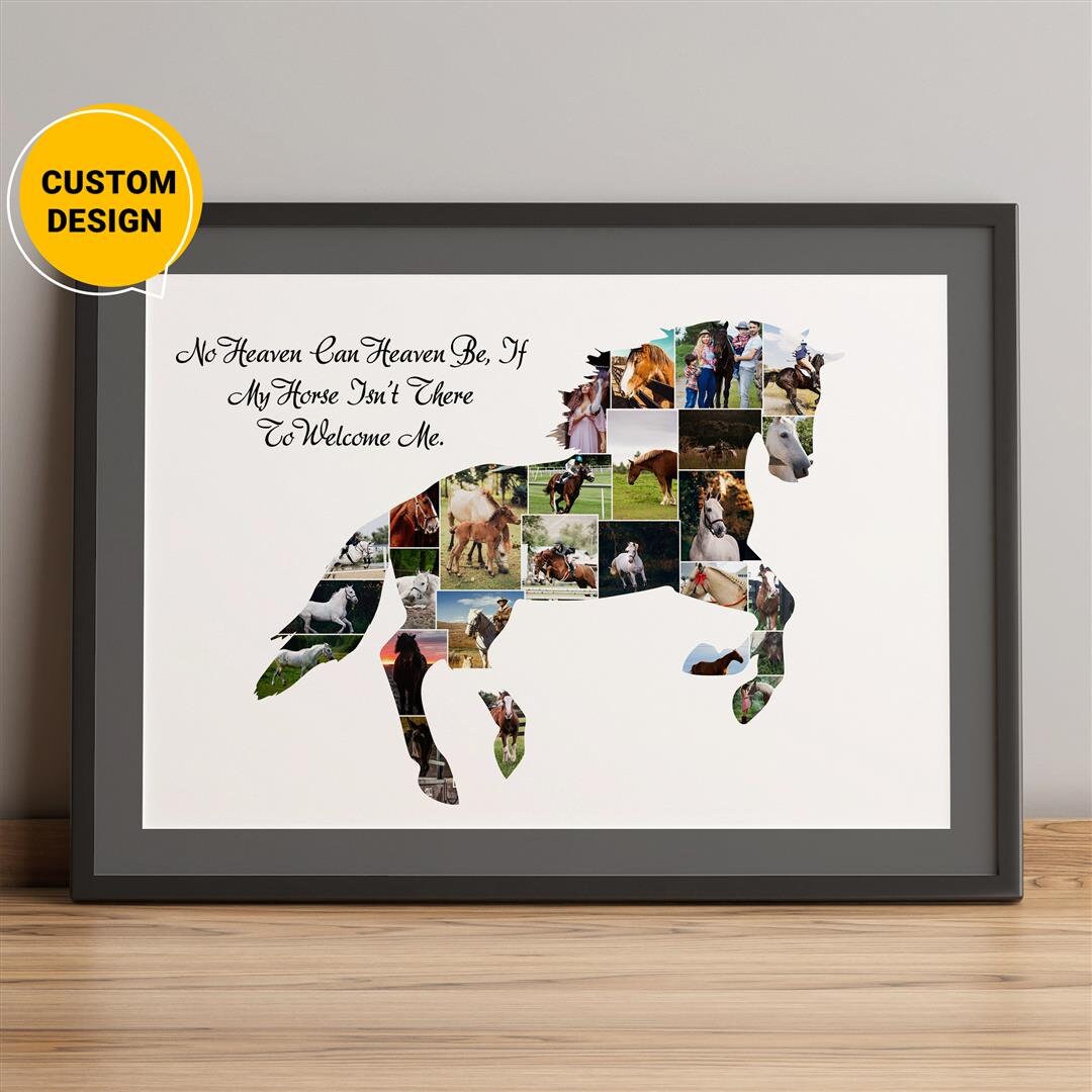 Personalized Horse Photo Collage, Horse Owner Gifts, Horse Canvas Wall ...