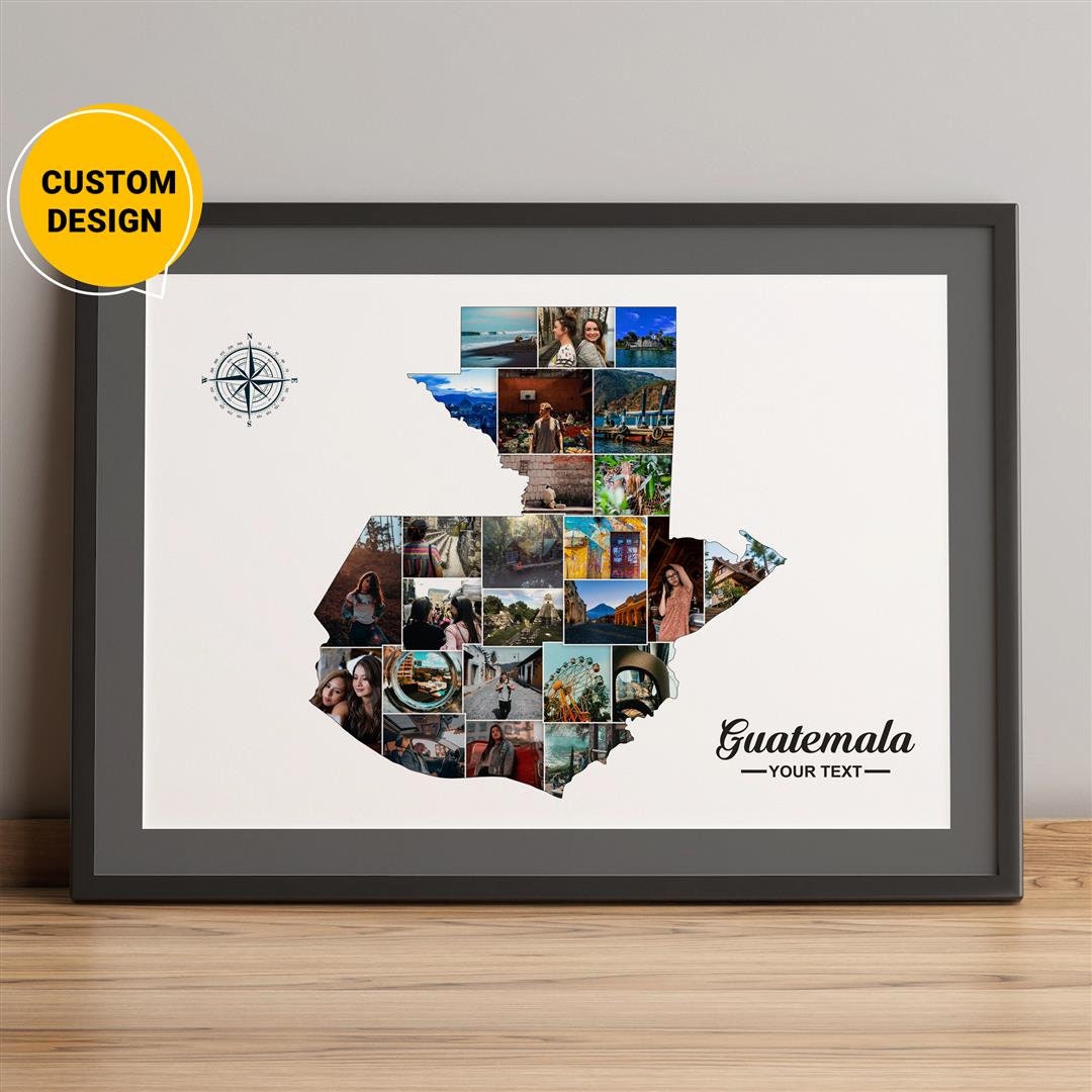 Custom Guatemala Map, Photo Collage Map Guatemala, Picture Map of ...