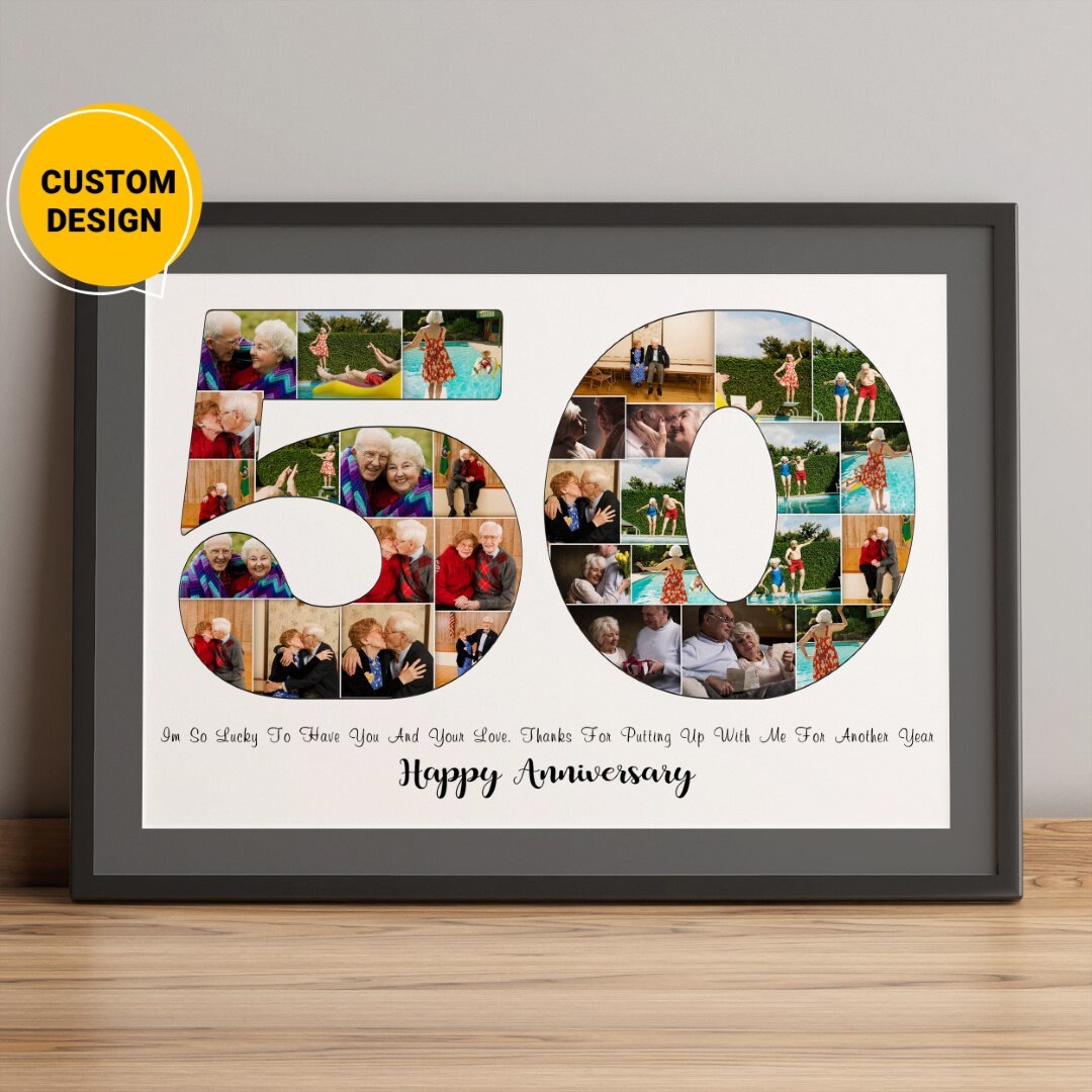 Custom Collage 50th Wedding Anniversary Gifts, Photo Collage 50th ...