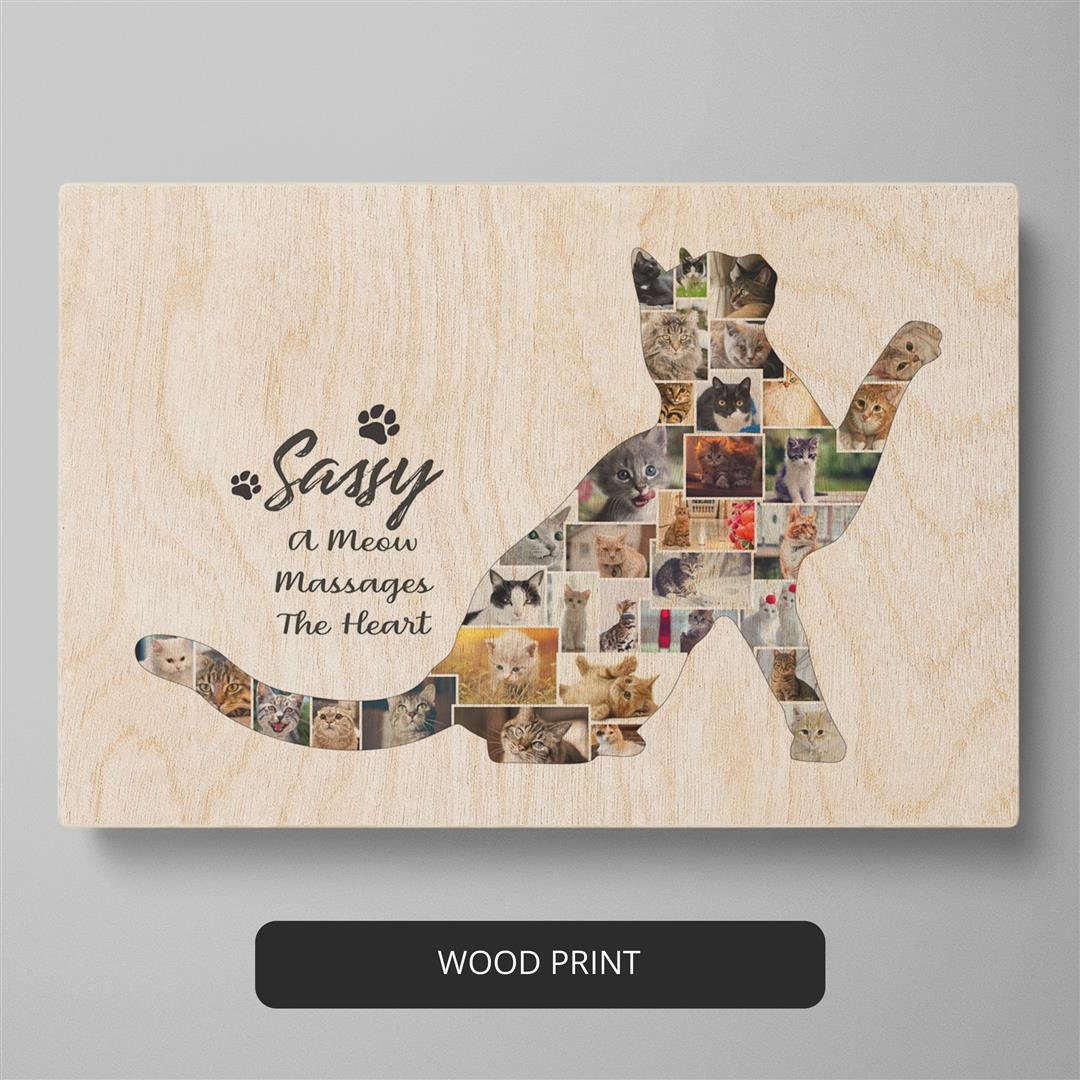 Personalized Cat Photo Collage, Cat Gifts for Her, Cat Wall Collage ...
