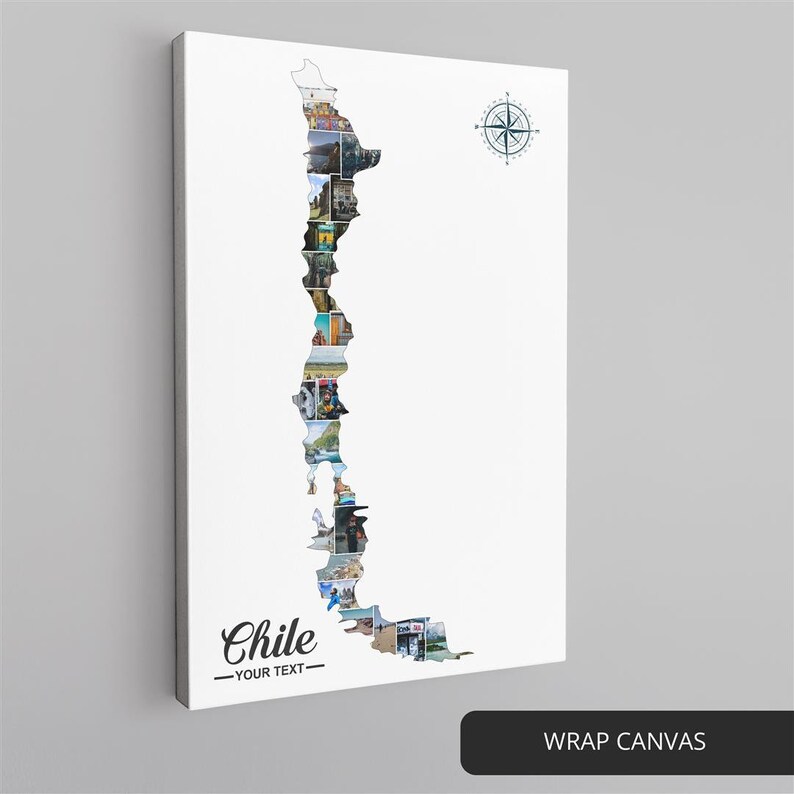 Personalized Chile Map, Photo Collage Map of Chile, Chile South America ...