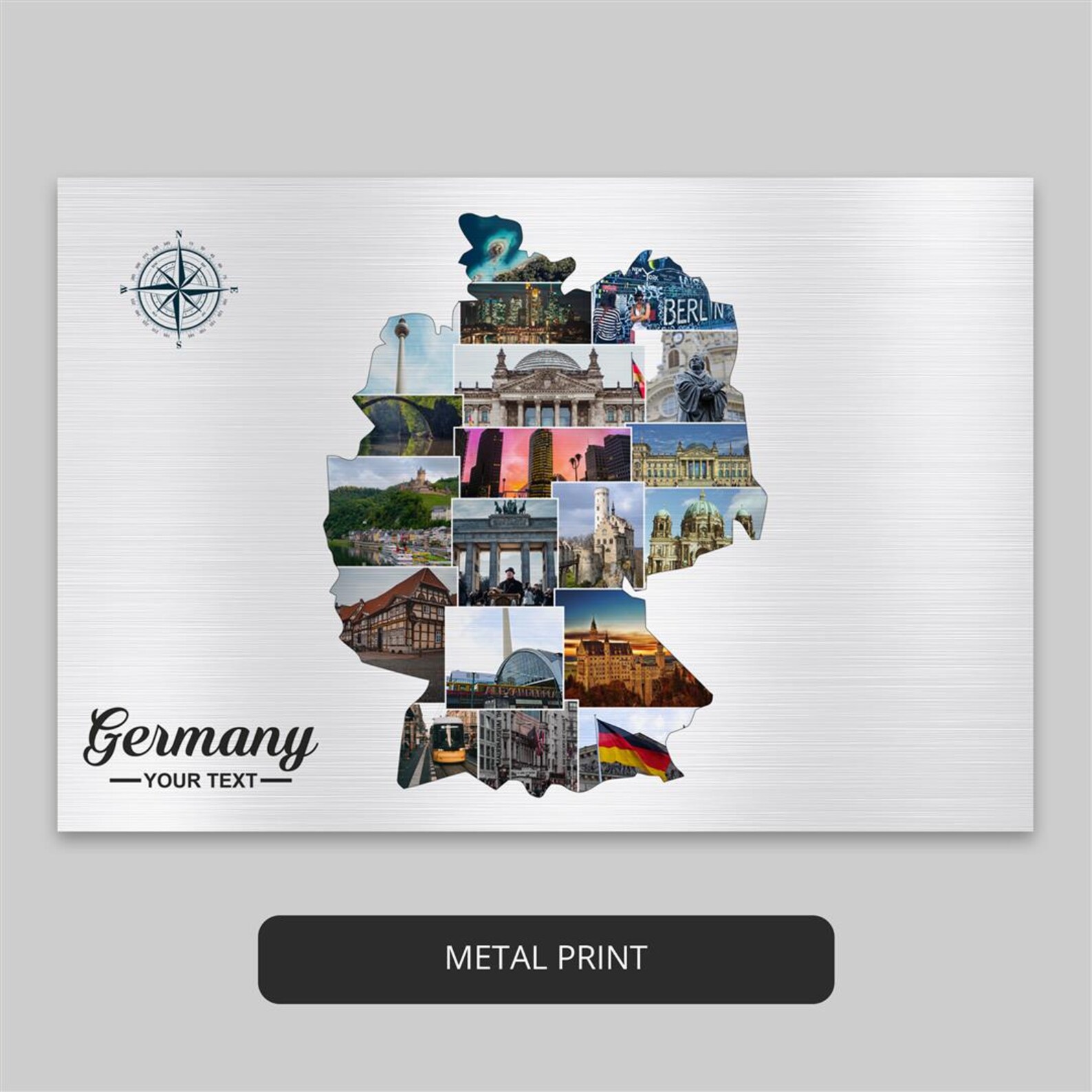 Personalized Germany Map, Photo Collage Map of Germany, Germany Map in ...