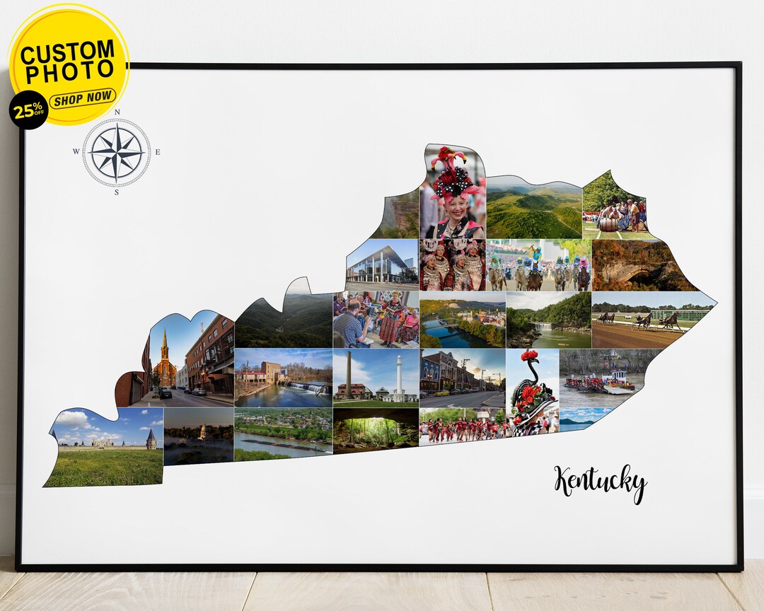 Kentucky Watercolor, Kentucky Wall Art, Kentucky Map, Kentucky Map Art ...