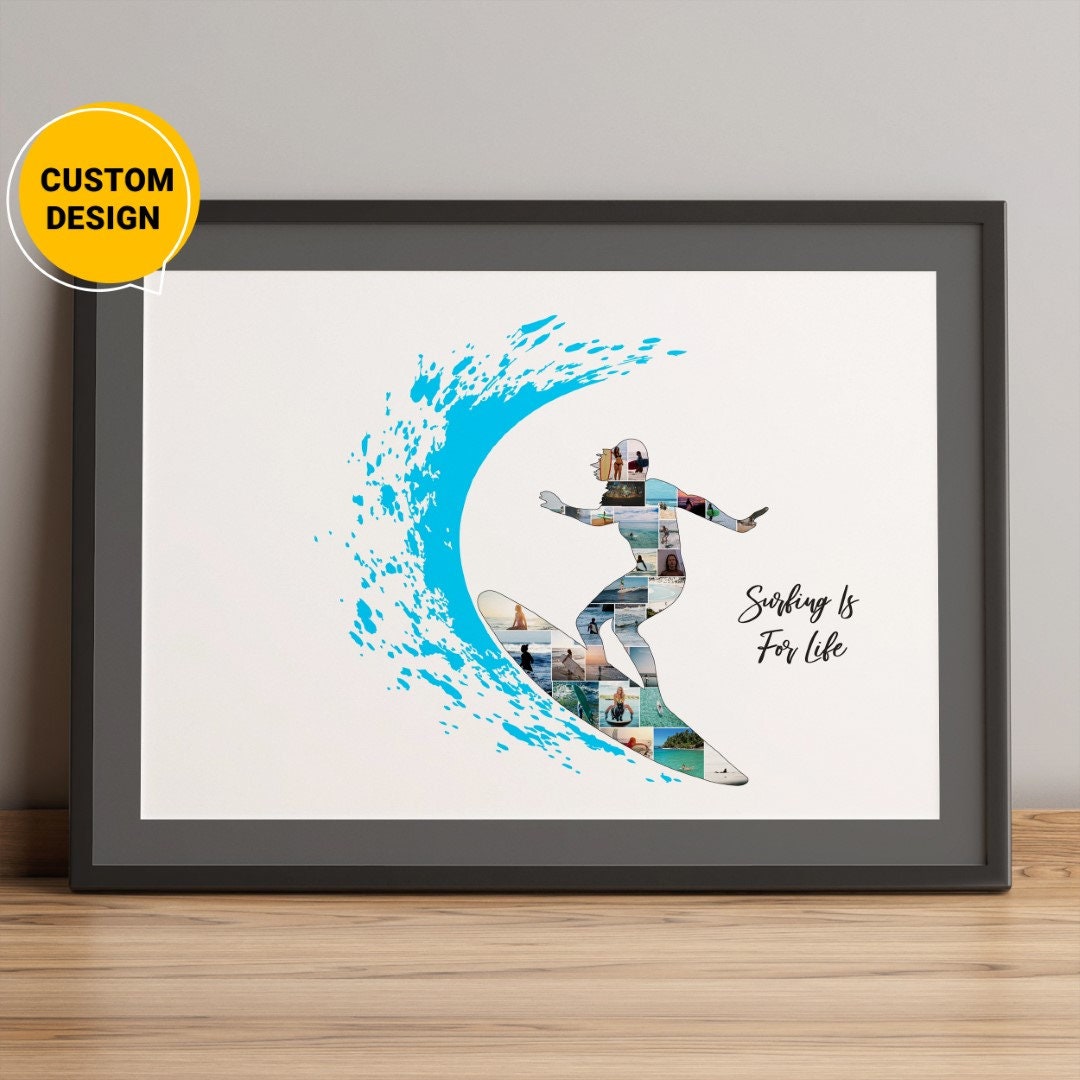Personalized Surfer Photo Collage, Instructor Surf Gift, Surfing Coach ...
