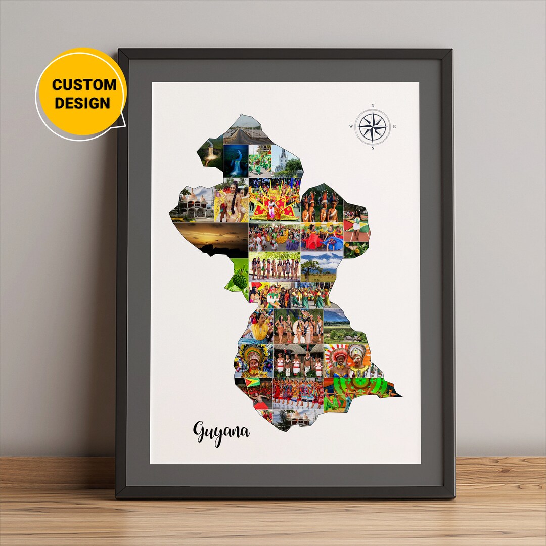 Guyana Map, Guyana Art, Guyana Poster, Guyana Decor, Guyana Wall Art ...