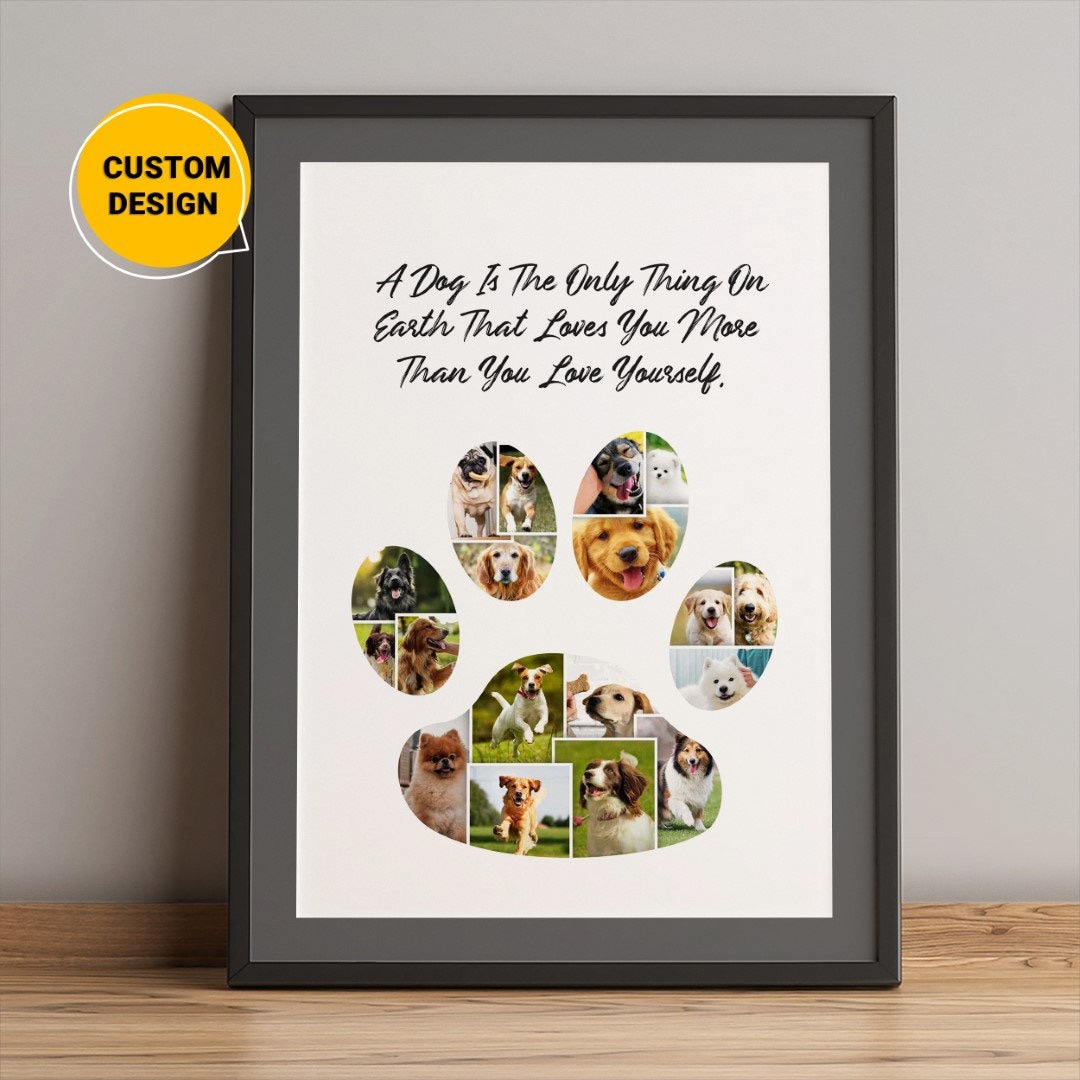 Personalized Gifts for Dog Owners, Photo Collage Dog Paw Art, Pet ...