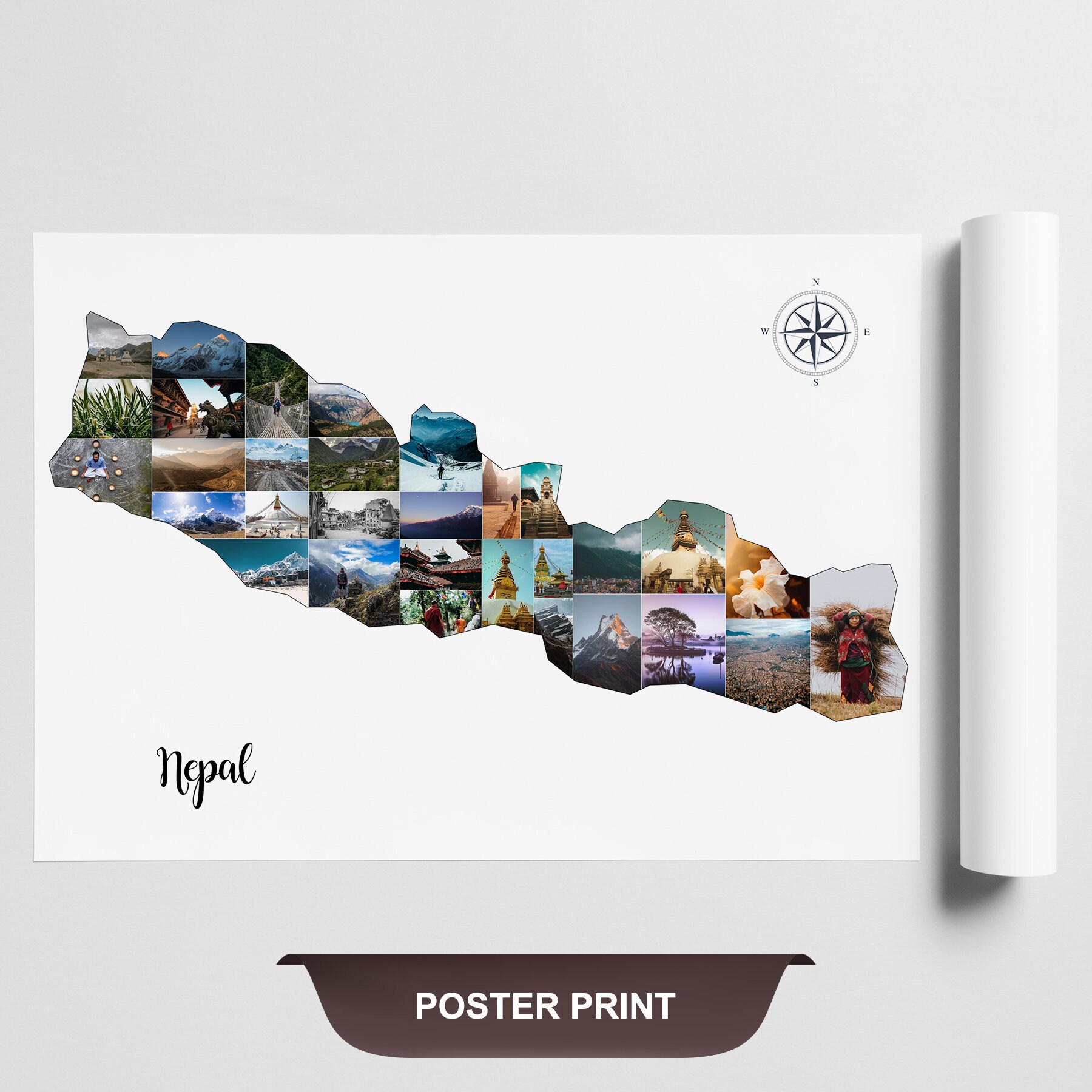 Nepal Art, Nepal Wall Art, Nepal Map, Nepal Print, Nepal Decor, Nepal ...