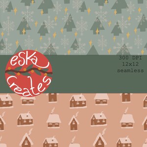 10x Christmas Seamless Digital Pattern, Boho, Pastel, Scrapbooking ...